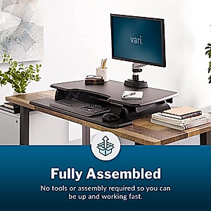 Vari - VariDesk Essential 36 - Two-Tier Standing Desk Converter for Monitor & Accessories - Height Adjustable Sit Stand Desk - Fully Assembled Monitor Riser for Home Office - 36" Wide, Black