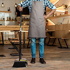 Broom and Dustpan/Broom with Dustpan Combo Set,Standing Dustpan Dust Pan with Long Handle 40"/52" for Home Kitchen Room Office Lobby Indoor Floor Cleaning Broom and Dustpan Set for Home