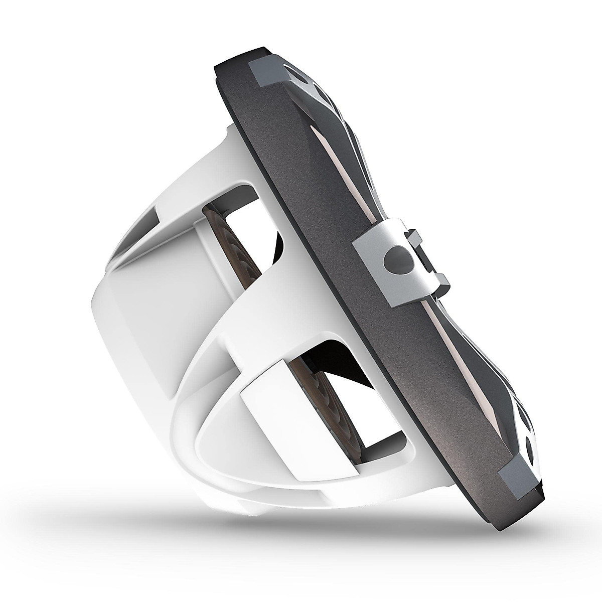 Fusion 1 Pair SG-FL773SPG 7.7" Signature i3 Series RGB LED Marine Coax Gray Sport Grills with 1 Pair Fusion MS-FM77KIT 7.7" White Flush Mount Kit