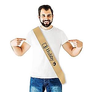 BroSash Bachelorette & Bachelor Party Sash - "Wifey" & "Hubby" Groom, Bride to Be Supplies 2 pcs Set Best Wedding Gifts Bridal Shower Decorations Engagement Favors Miss to Mrs. Gift Kit Just Married