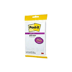 Post-it Super Sticky Notes, 4 in x 6 in, 2 Pads, 2x the Sticking Power, White with Blue Grid Lines, Recyclable (4621-2SSGRID)