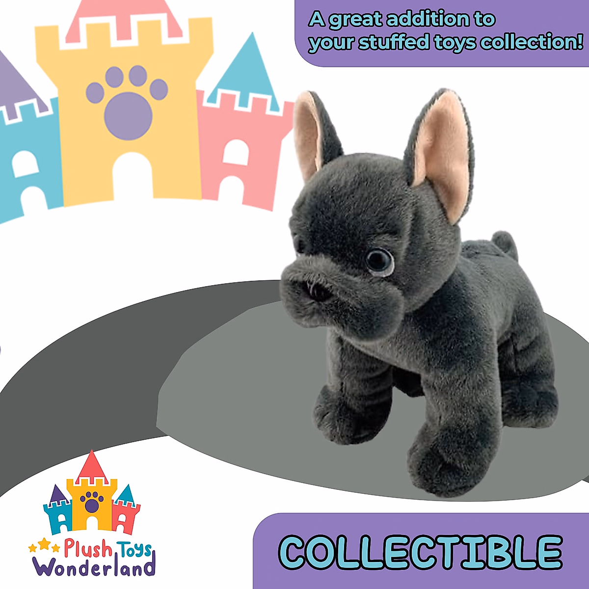 PLUSH TOYS WONDERLAND Freddie The Frenchie Stuffed Animal, French Bulldog Plushie, Playful Plush Toy Cuddly Ideal Gift for Kid – 8 Inch