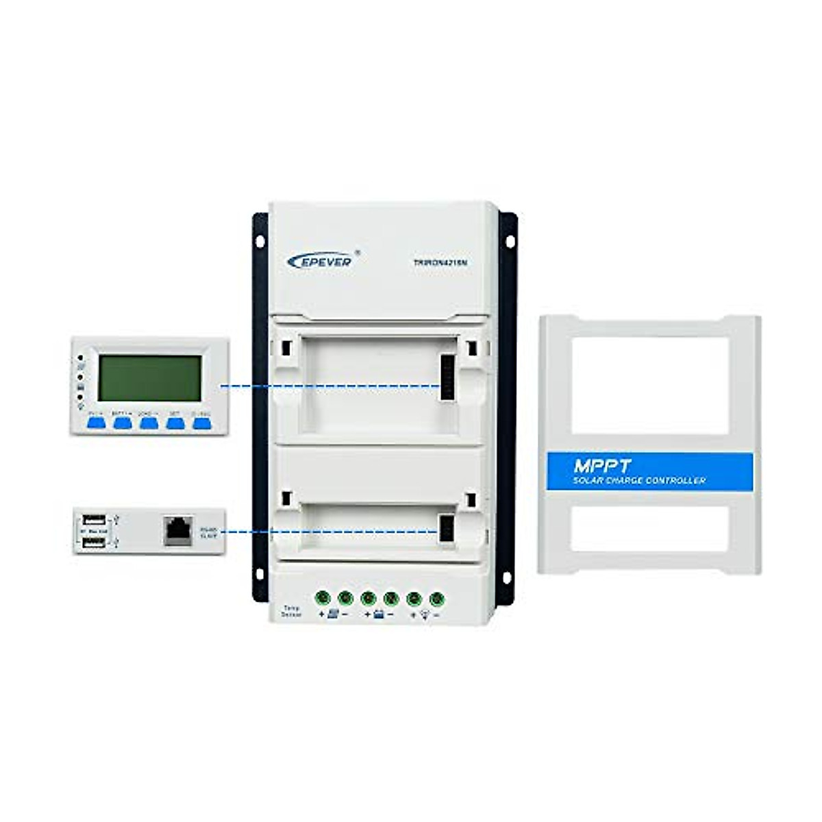 EPEVERMPPT Solar Charge Controller 40A, 12V/24V AutoTRIRON4215N Intelligent Modular-Designed Regulator with PC Software and Moblie APP [Updated Version of Tracer A/an Series] (TRIRON 4215N)