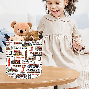 Personalized Tractor Truck Laundry Basket,Custom Name Laundry Hamper,Baby Nursery Hamper Bin,Collapsible Clothes Storage Basket for Bathroom Living Room Bedroom,15.7"x19.5"
