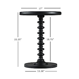 Powell Furniture Round Spindle Table, Black 17 x 22.25 x 17