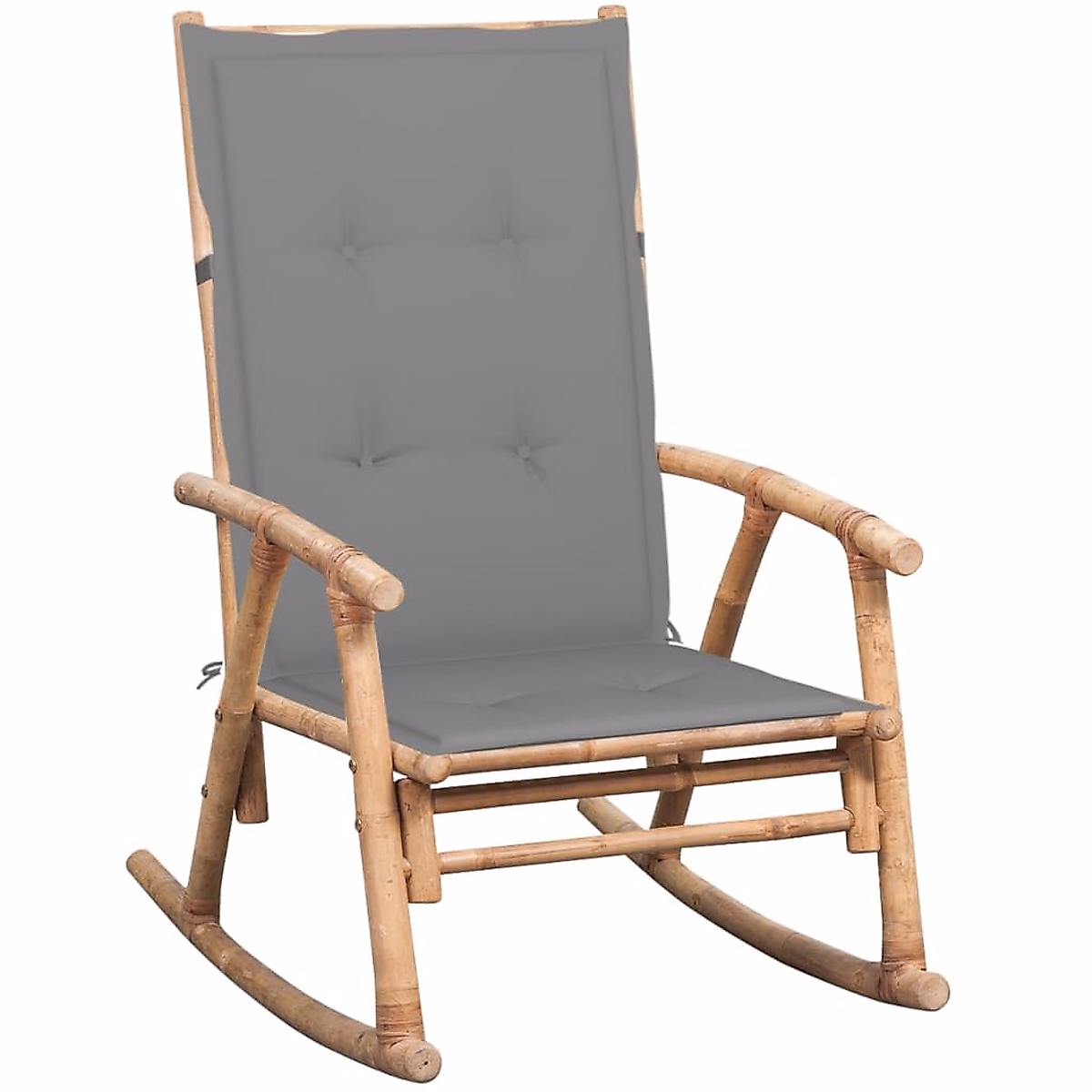Tidyard Rocking Chair with Cushion Bamboo Armchair for Patio, Balcony, Porch, Backyard Style D