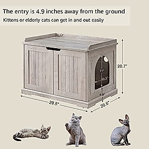 unipaws Designer Cat Washroom Storage Bench, Litter Box Cover, Sturdy Wooden Structure, Spacious Storage, Easy Assembly, Fit Most of Litter Box, Weathered Grey