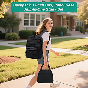 School Backpacks for Teen Girls Bookbags Lightweight Canvas Backpack Schoolbag Set (Turquoise-Flower) One_Size