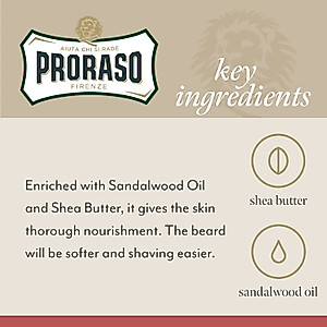 Proraso Pre-Shave Conditioning Cream for Men, Moisturizing and Nourishing for Coarse Beards with Sandalwood Oil, 3.6 oz