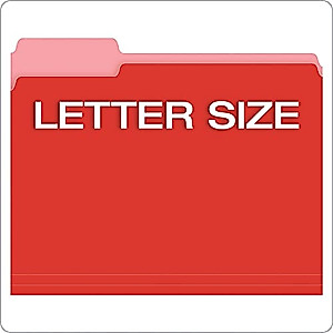 Pendaflex Two-Tone Color File Folders Letter Size - 100 Pack of 12 Assorted Colors Folders for Documents - 1/3-Cut Tabs