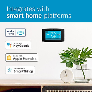 Sensi Touch Smart Thermostat by Emerson with Touchscreen Color Display, Programmable, Wi-Fi, Mobile App, Easy DIY, Data Privacy, Works with Alexa, Energy Star Certified, ST75 - Black, C-Wire Required