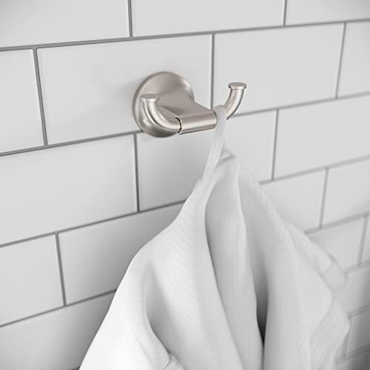 Pfister Pfirst Modern Towel Hook, Bathroom Towel Hook, Wall-Mounted, Screw-In, Spot Defense Brushed Nickel Finish, BRHPFM0GS