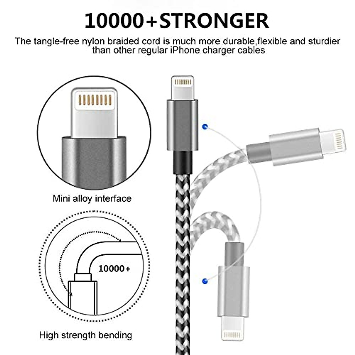 Short iPhone Charger Cable 4Pack,1FT Lightning to USB Braided Data Sync Fast Charger Cord Compatible with iPhone 12 Pro Max/12/11/11 Pro Max X XS Max 8 7 6S Plus Pad 2 3 4 Mini, Pad Pro Air(Black)