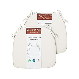 Magpie Fabrics 17"x16"x2" U-Shape Chair Cushions with Ties 2 Count, Outdoor Indoor Waterproof All Weather Seat Pads Decoration for Patio Garden Dining Office - Cream Beige