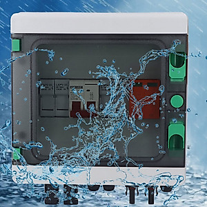 PV Combiner Box, DC500V 2 String Solar PV Combiner Box Waterproof Overload Protection with 15A Fuse for RV