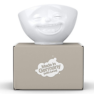 FIFTYEIGHT PRODUCTS TASSEN Porcelain Bowl, Laughing Face Edition, 16 oz. White, (Single Bowl) for Serving Cereal, Soup