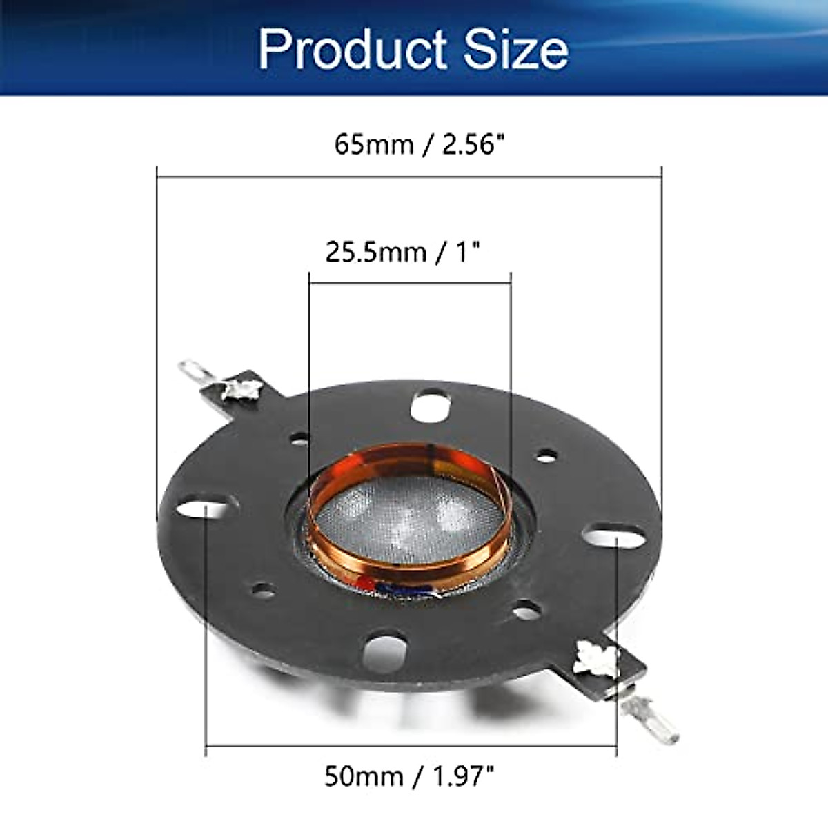 Heyiarbeit 25.5mm Tweeter Voice Coil Audio Speaker Resin Membrane Drive Head Accessory for Audio Replacement Black Tone 2pcs