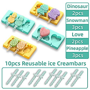 Popsicles Molds, Silicone Popsicle Molds, Ice Pop Mold, Homemade Frozen Baby Popsicles Molds For Kids, Popsicle Molds Silicone Bpa Free, popsicle maker, Pieces Reusable Easy Unmold 10 Pieces Cartoon