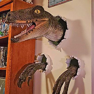 Wall-mounted Dinosaur Resin Sculpture Wall-broken Dinosaur Head With Claw Props Replica Set, 3D Dinosaur Statue Home Art Life-like Decoration In The Family And Children's Bedroom And Livin