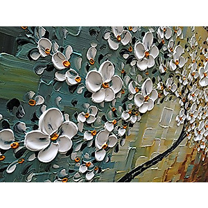YaSheng Art -100%hand-painted Contemporary Art Oil Painting On Canvas Texture Palette Knife Landscape Paintings Modern Home Interior Decor Abstract Art 3D Flowers Paintings Ready to hang 20x40inch