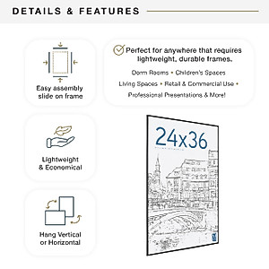 MCS Original Poster Frame, Black, 24 x 36 Inch, Set of 2