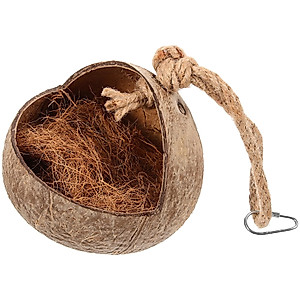 POPETPOP Coconut Shell Nest Toy Parakeet Bed Pet Bird Hanging Hut Wear-Resistant Bird Nest Bird Coconut Swing Bird Bed Bird Supply Bird Sleeping Nest Pet Parrot Sleeping Bed Long Tail House