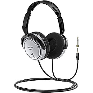 PHILIPS Over Ear Wired Stereo Headphones for Podcasts, Studio Monitoring and Recording Headset for Computer, Keyboard and Guitar with 6.3 mm (1/4") Add On Adapter- Silver