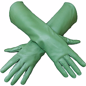 LEATHER LH HANDS Women's Unlined Genuine Sheep Leather Elbow Length Party Dress Gloves (40-42 cm) Long