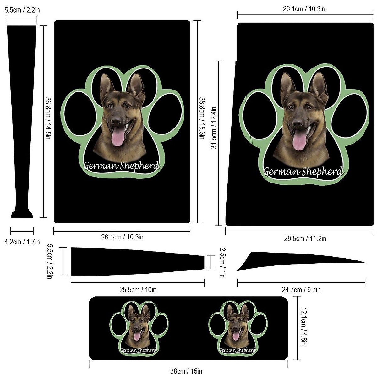 German Shepherd Dog Paw Cute Skin for P-S-5 Disc Edition Console and Controller Cover Wraps Full Print Protector Sticker