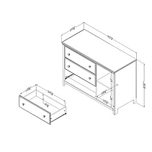 South Shore Cotton Candy 3-Drawer Dresser with Baskets, Pure White