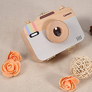 Yunnyp Wooden Simulation Camera Toy Tooth Storage Box,Baby Milk Teeth Hair Holders Preservation Box Collection Gift