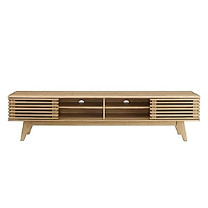 Modway Render Mid-Century Modern Low Profile 70 Inch Media Console TV Stand in Oak, 70"