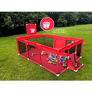 Gaorui Large Kids Baby Ball Pit - Portable Indoor Outdoor Baby Playpen Toddlers Children Safety Play Yard Fun Activities Popular Toys (Not Includes Balls) (Red)