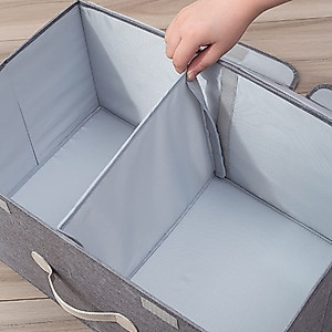 Storage Bins with Lids Foldable Stackable Storage Bags Boxes Closet Organizers and Blanket Storage Containers with Double Handle and Removable Divider for Bedroom Home Office Large 2 Pack 36.5L Elegant Gray