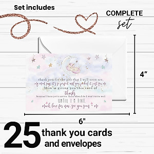 Paper Clever Party Unicorn Baby Shower Thank You Cards with Envelopes - 25 Pack - 4x6 Blank Notes with Whimsical Star and Moon Design - Thanking for Gifts from Baby Girl