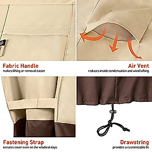 Arcedo BBQ Grill Cover, Heavy Duty 55 Inch Waterproof Gas Grill Cover for Weber Charbroil Nexgrill Brinkmann Grills and More, UV Resistant Outdoor 3-4 Burner Barbecue Cover with Air Vents, Beige&Brown