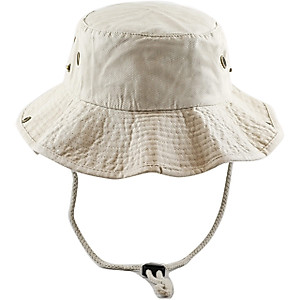 The Hat Depot 300N1510 Wide Brim Foldable Double-Sided Outdoor Boonie Bucket Hat (L/XL, 2. Cotton - Putty)