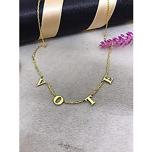 Michelle Obama Vote Initial Necklace Name Necklace Personalized Spaced Letter Necklace Former First Lady Necklaces for Women