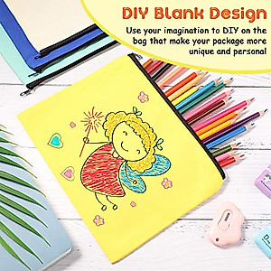 Weewooday 24 Pieces Bulk Makeup Bags Canvas Makeup Bags Bulk Canvas Zipper Pouch Bags Traveling Toiletry DIY Craft Pencil Bag with Zipper for Storage Supplies 12 Colors (9.25 x 6.89 Inch)