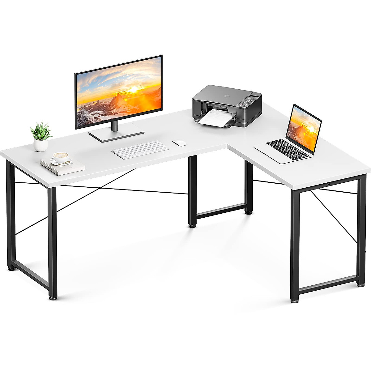 Coleshome 61" L Shaped Desk Computer Desk, L Desk Computer Corner Desk for Home Office Gaming Writing Workstation, Space-Saving, Easy to Assemble
