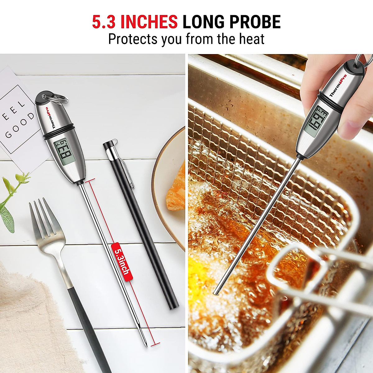 ThermoPro TP-02S Instant Read Meat Thermometer + ThermoPro TP07S Wireless Meat Thermometer for Cooking