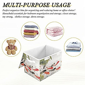 RunningBear Asian Ink Fish Large Storage Bins with Lid Collapsible Storage Bin Closet Storage Bins Foldable Storage Bins for Living Room Car