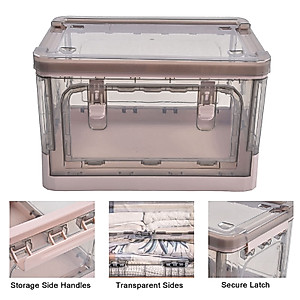 Storage Bins with Lids, Plastic Storage Bins for Closet Organizers and Storage, Stackable Storage Bins, Closet Storage Bins with Double Door, 4 Wheel 35L Collapsible Storage Bins for Home, Dorm