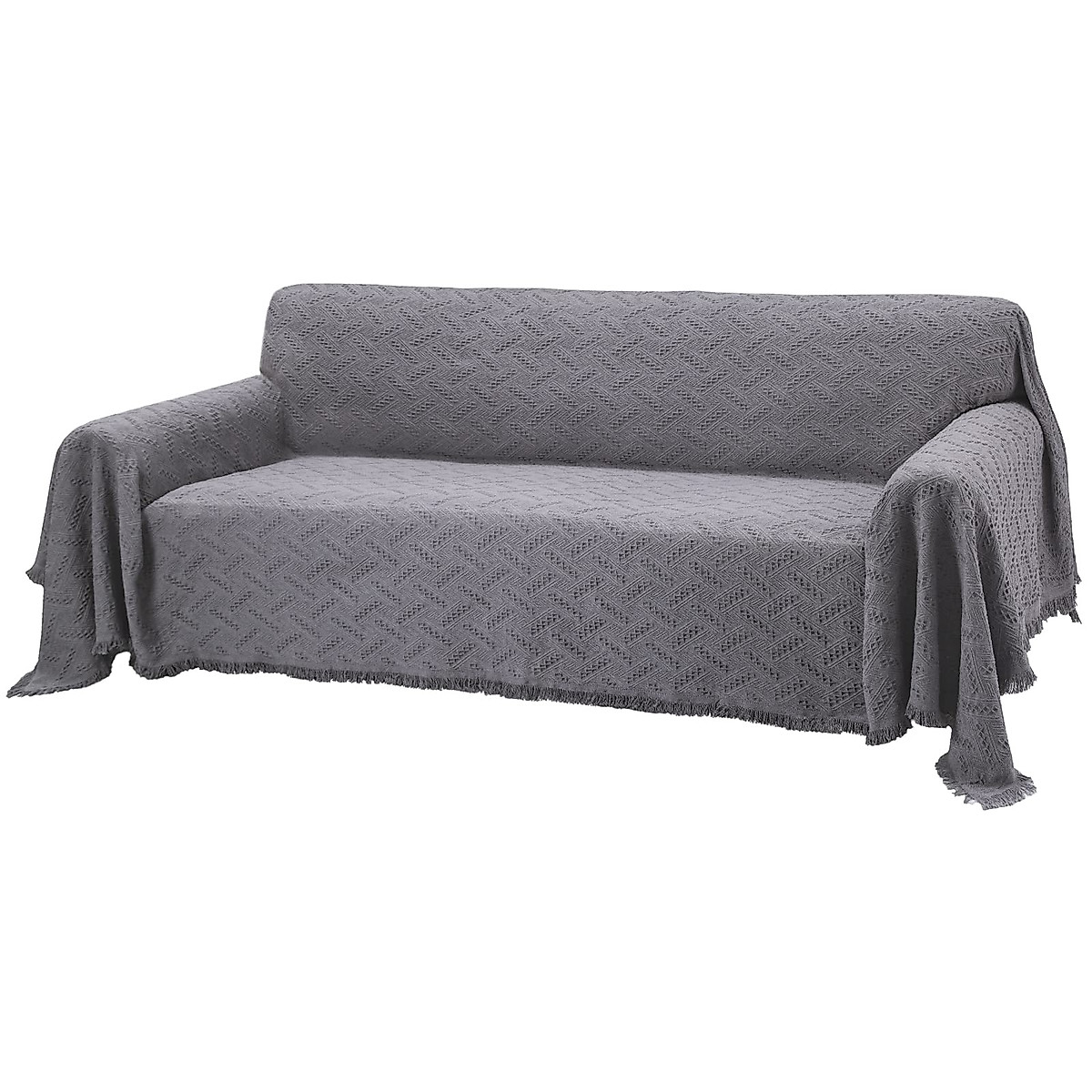 Rose Home Fashion Couch Cover Blanket, Couch Covers for 3 Cushion Couch Sofa Pet Friendly, Sofa Covers Washable(Large, Dark Grey)