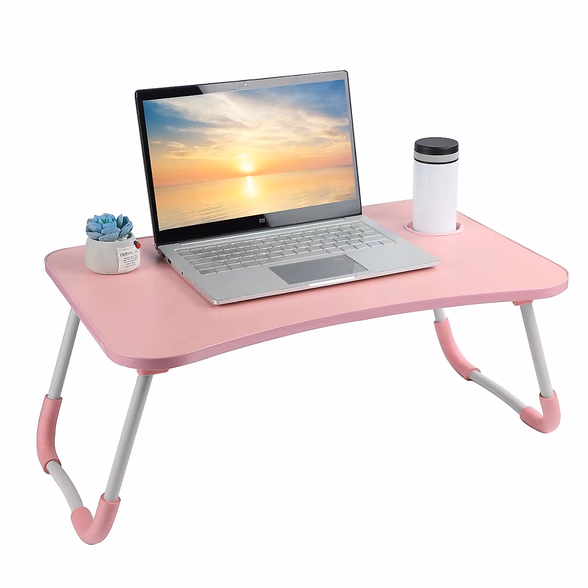Laptop Desk, Laptop Bed Table, Breakfast Tray, Portable Foldable Laptop Desk, Laptop Table for Bed and Sofa Student Bed Desk Small Foldable Table Lap Desk for Laptop (Pink)