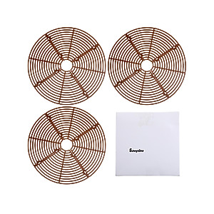 Sawysine 3 Pcs Plant Pot Cover Plant Protector from Animal Plant Pot Grid with Center Cutout Flower Cover Soil Protectors for Plants(Coffee, 11.8 In)