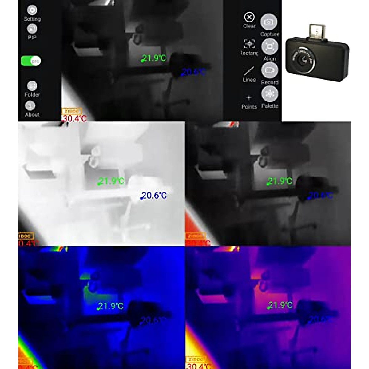 ZIBOO Mobile Phone Thermal Infrared Thermal Imager Professional Grade Thermal Camera for Smartphones Clearer and More Stable