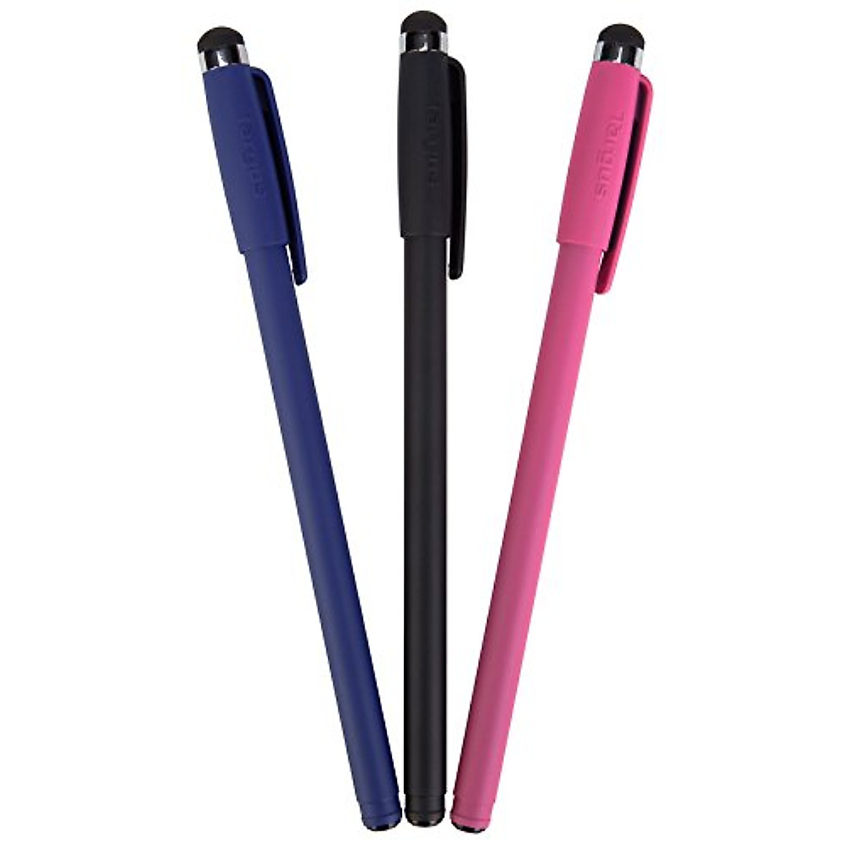 Targus Stylus Pen for Tablets, Apple iPads, Samsung Galaxy, and ALL Touchscreen devices with Slim Durable Rubber Tip - 3 Pack - Black/Blue/Red (AMM0601TBUS)