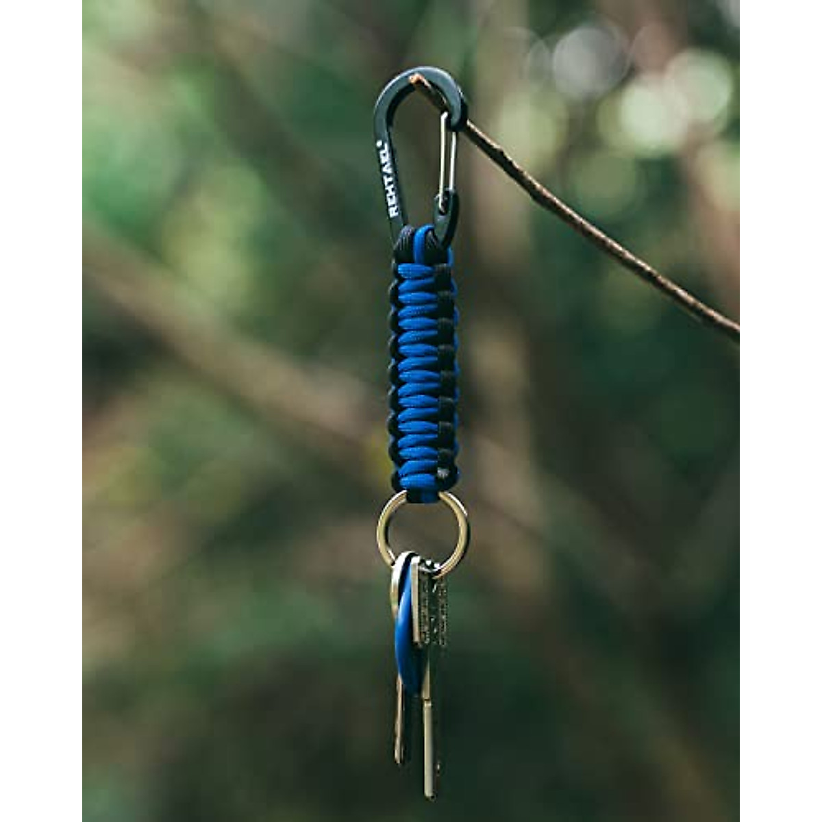 REHTAEL Paracord Keychain with Carabiner for Keys/Knife for Camping/Hiking (4Pack;2BlackBlue+2BlackOrange)