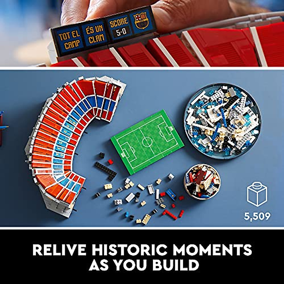 LEGO Icons Camp NOU – FC Barcelona Soccer Stadium 10284 Model Building Kit, Large Construction Set for Adults, Gift Idea